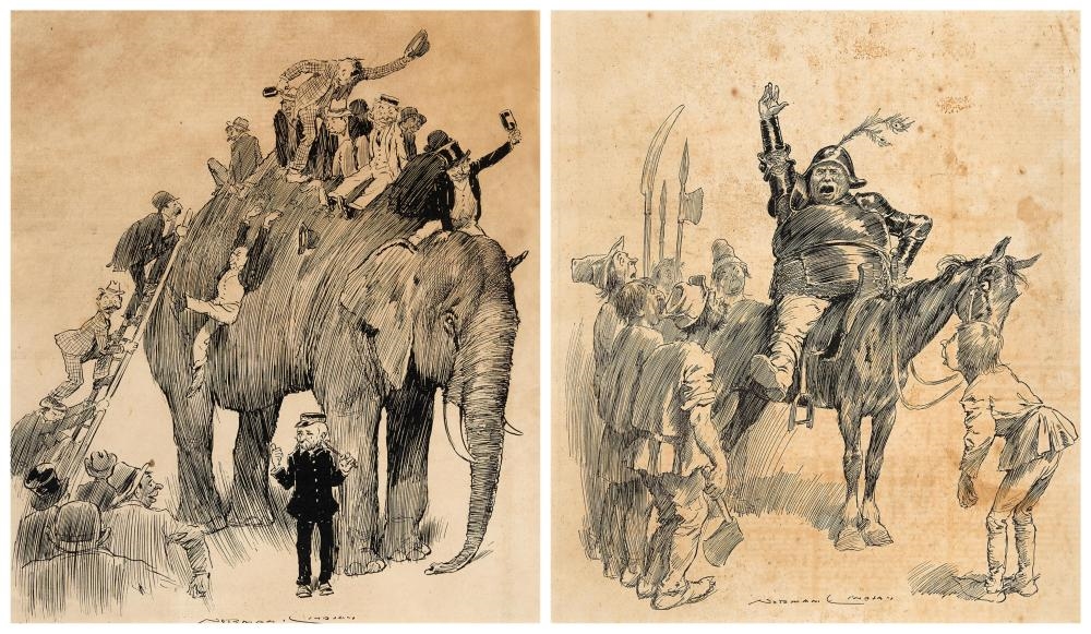 Norman Lindsay | A Pair of Political Cartoons | MutualArt
