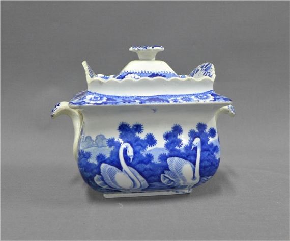 China Blue | Stone China blue and white transfer printed Swans pattern ...