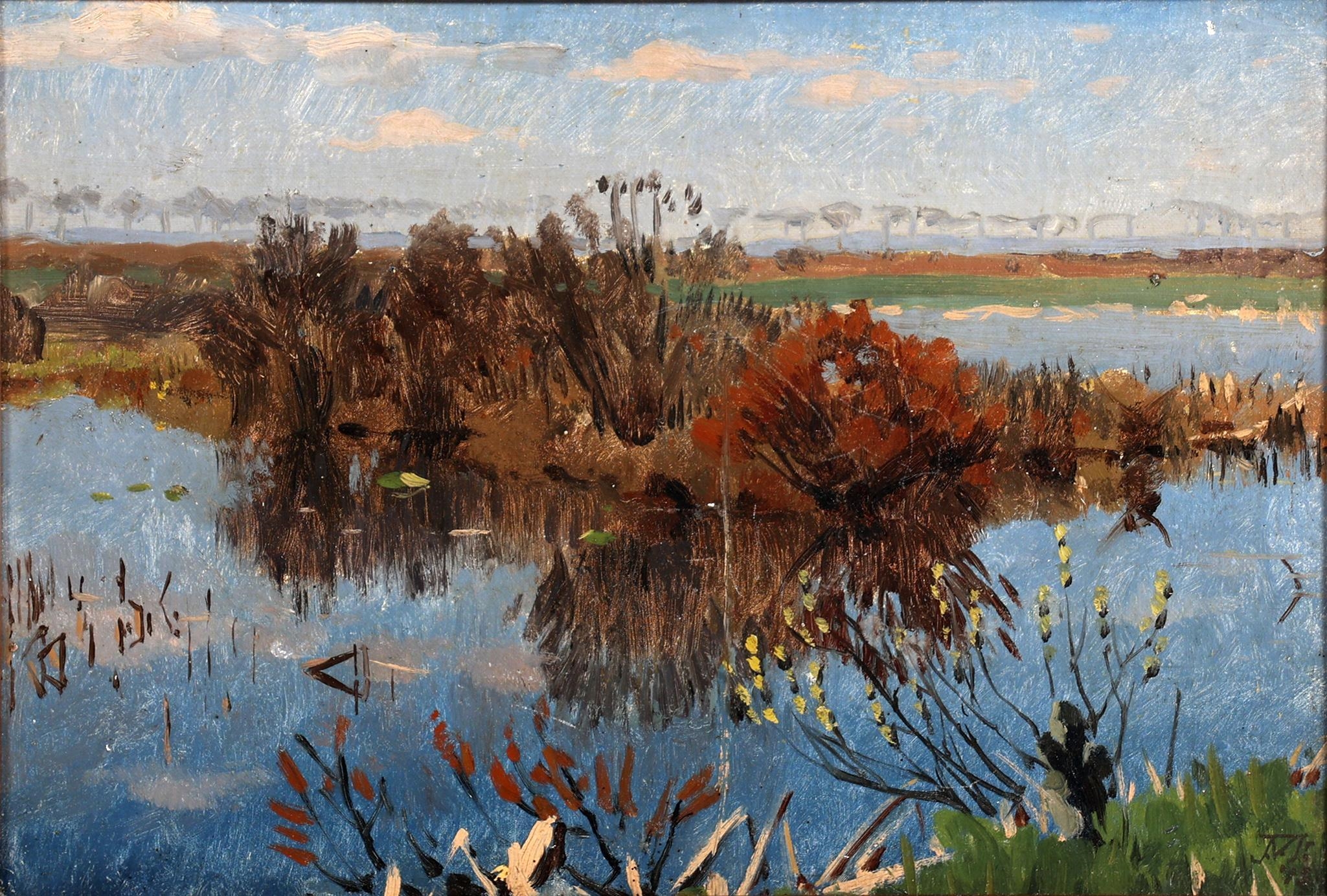 Jan Voerman I | IJssel met bewolkte lucht: The River IJssel near Hattem ...