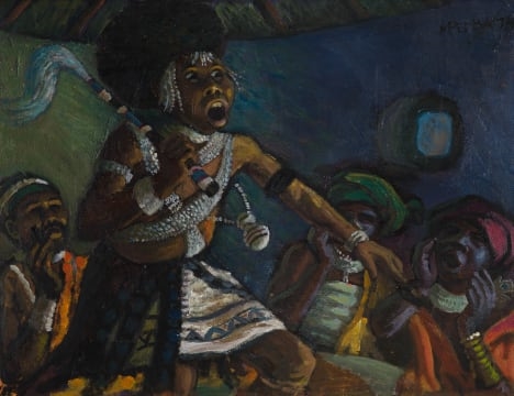 George Pemba | Three Men Enjoying Lunch (1967) | MutualArt