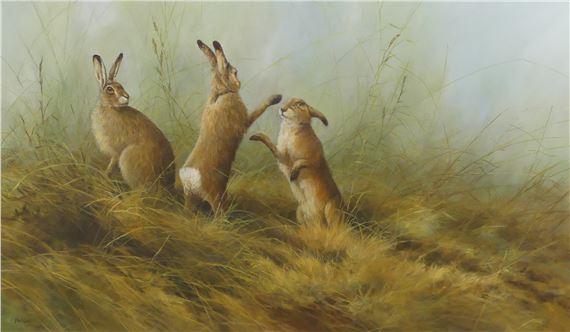 Neil Cox | Fighting hares | MutualArt