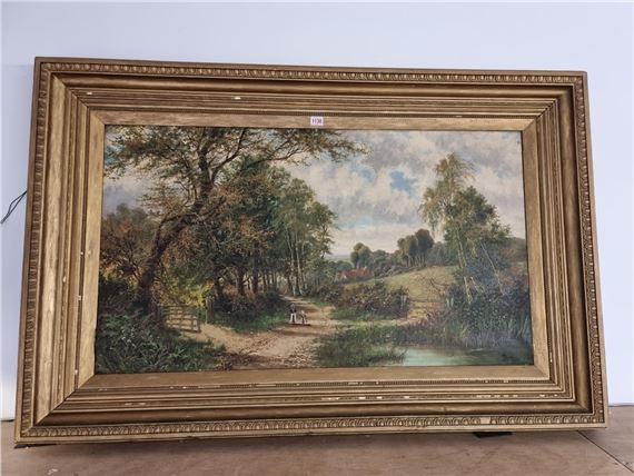 Henry Bates Joel | mother and child on a country path (1894) | MutualArt