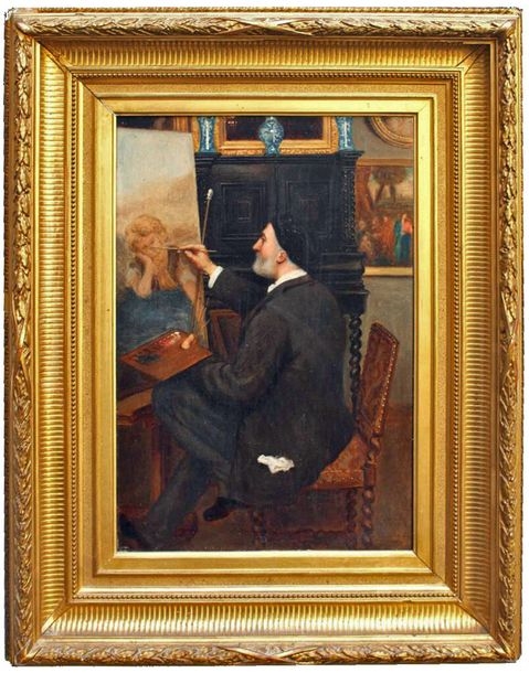 Amélie Bucheron Gallait | Portrait of painter Louis Gallait at easel ...