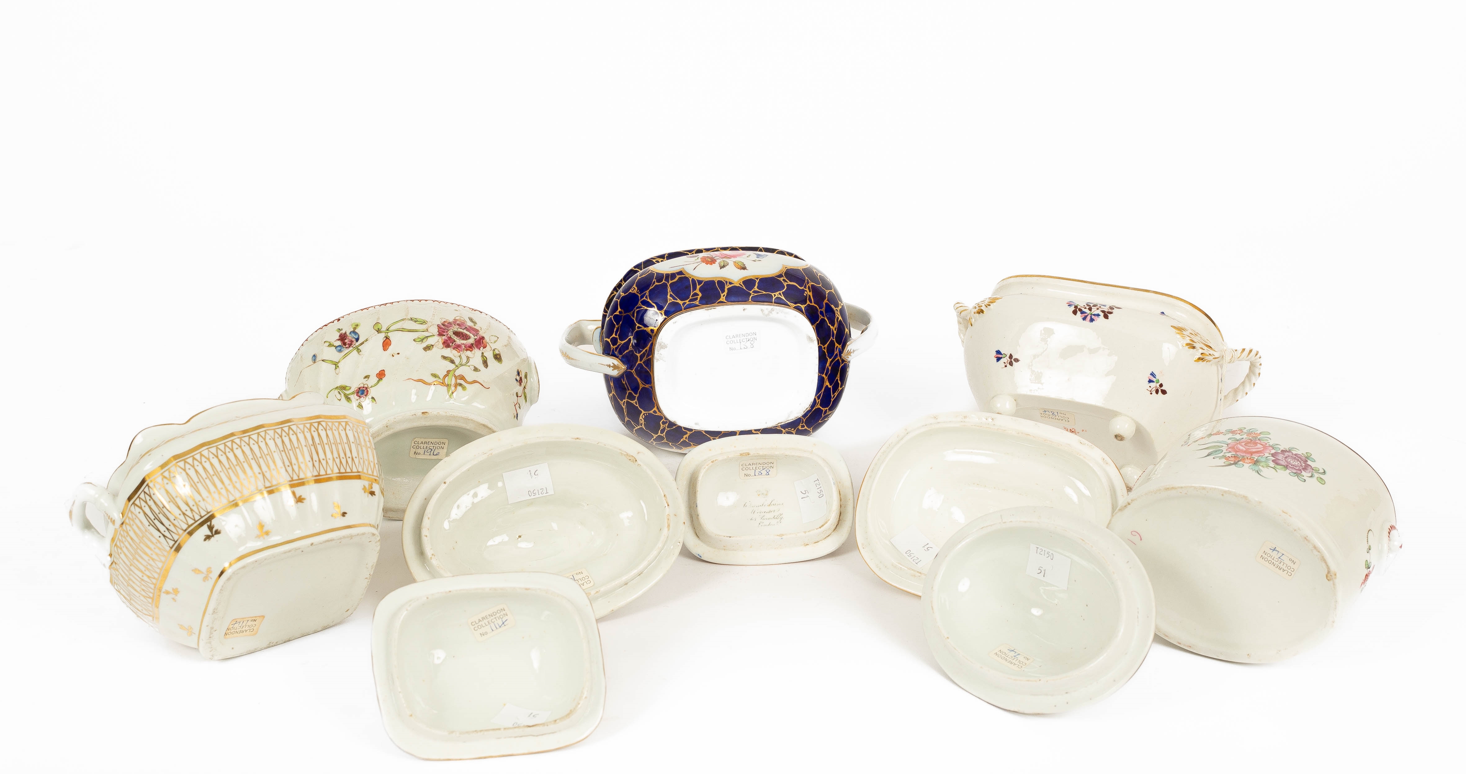 Coalport | Two Coalport oval sugar bowls painted with flowers (Early ...
