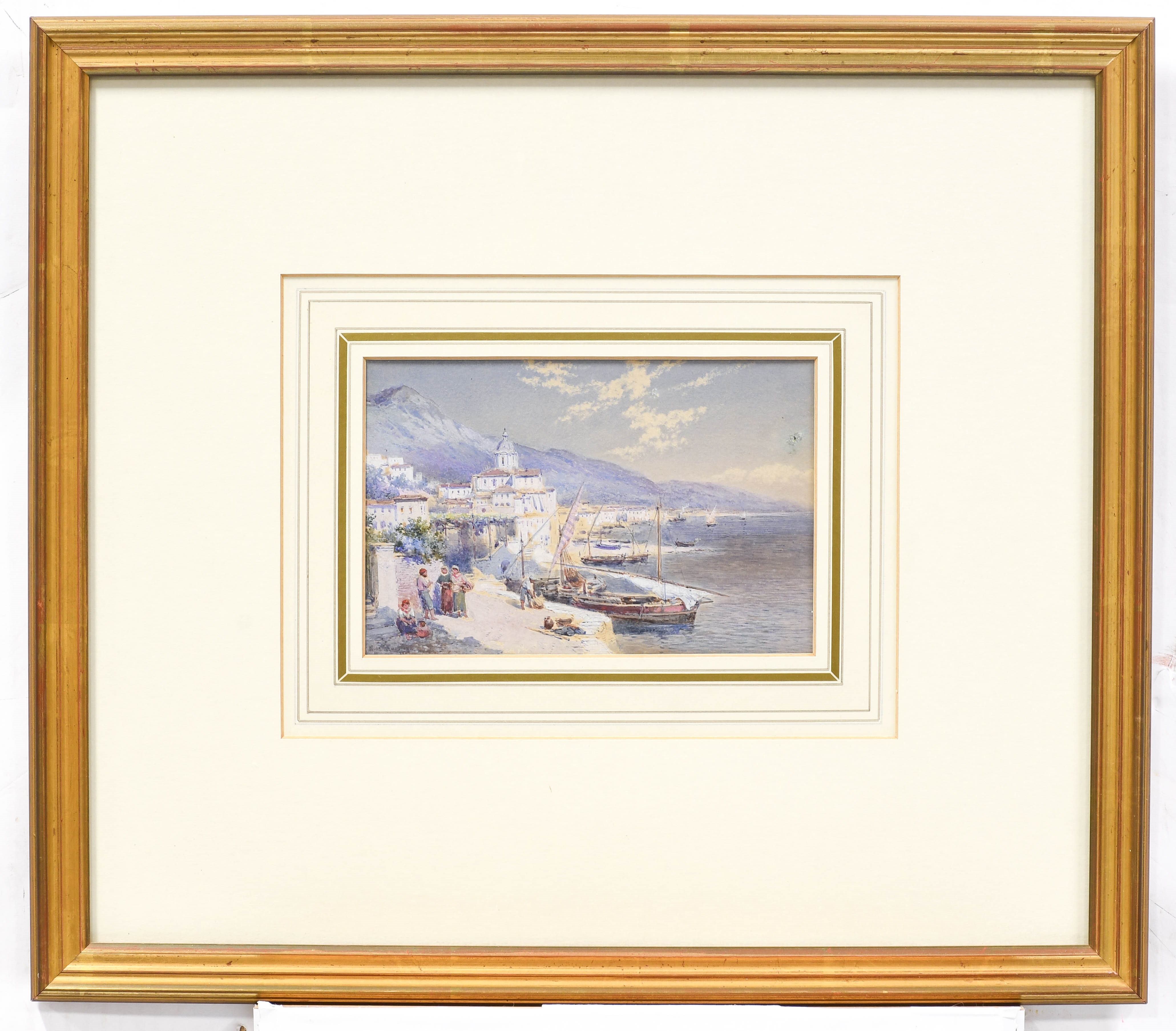 Charles Rowbotham | Continental lake view with resting fisher folk and ...