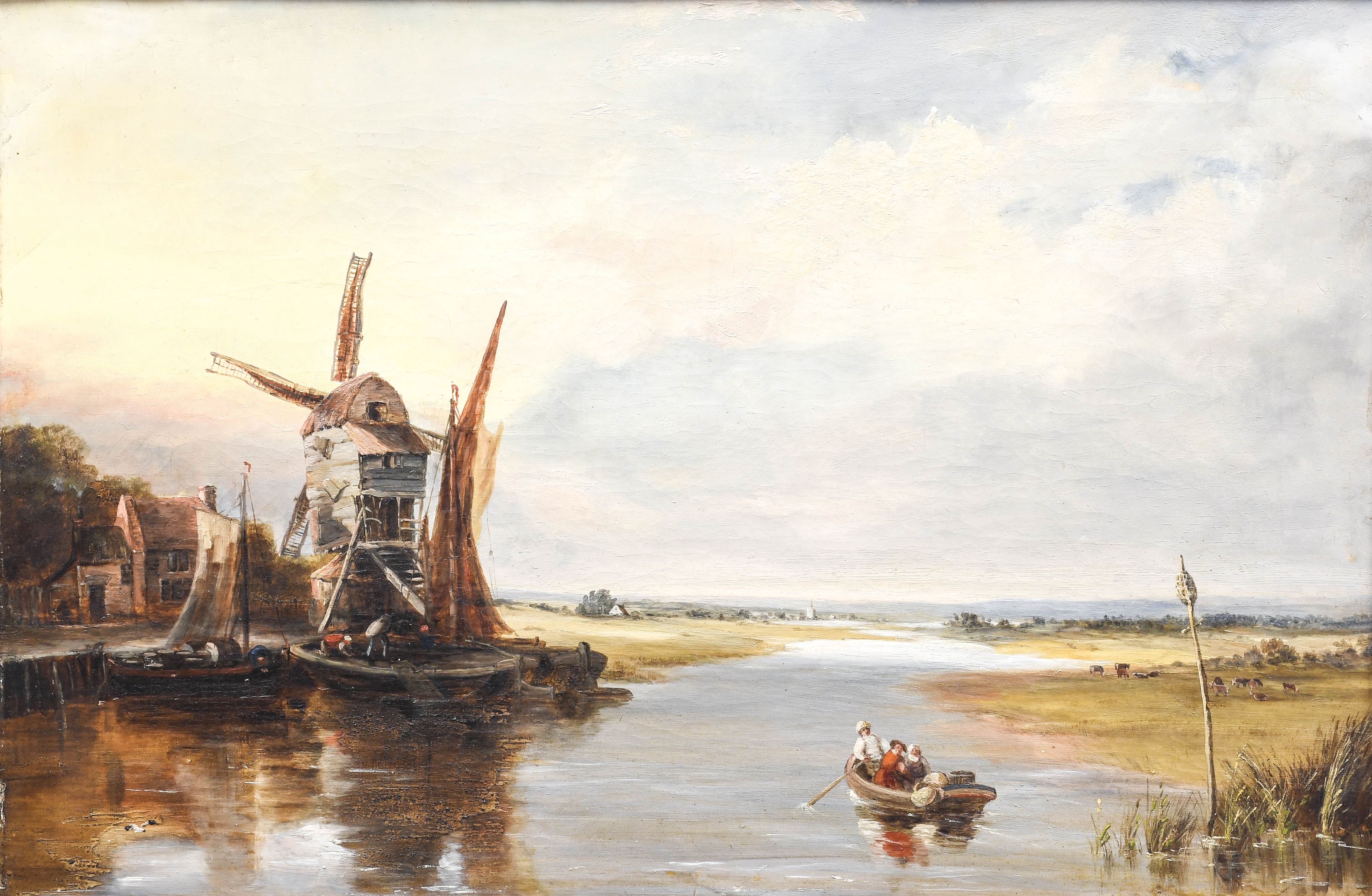 Alfred Stannard | Figures unloading wherries on an estuary | MutualArt