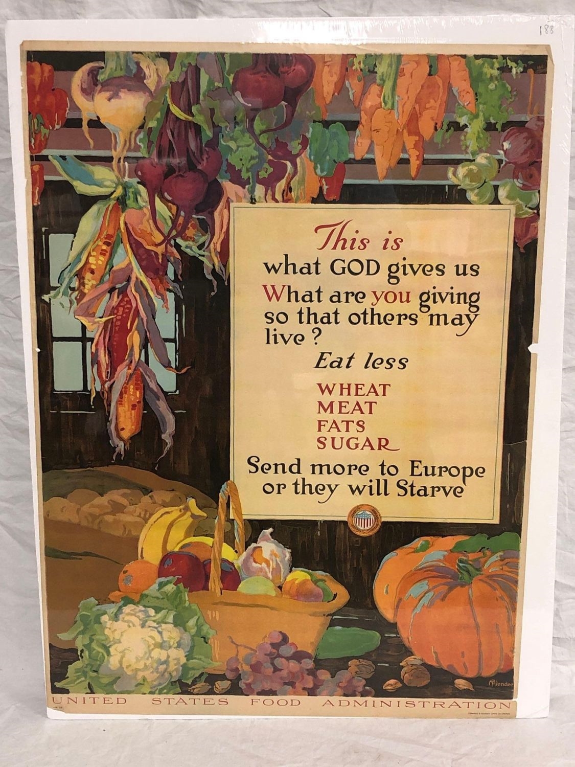 A. Hendee | US Food Administration - WWI poster (1918) | MutualArt