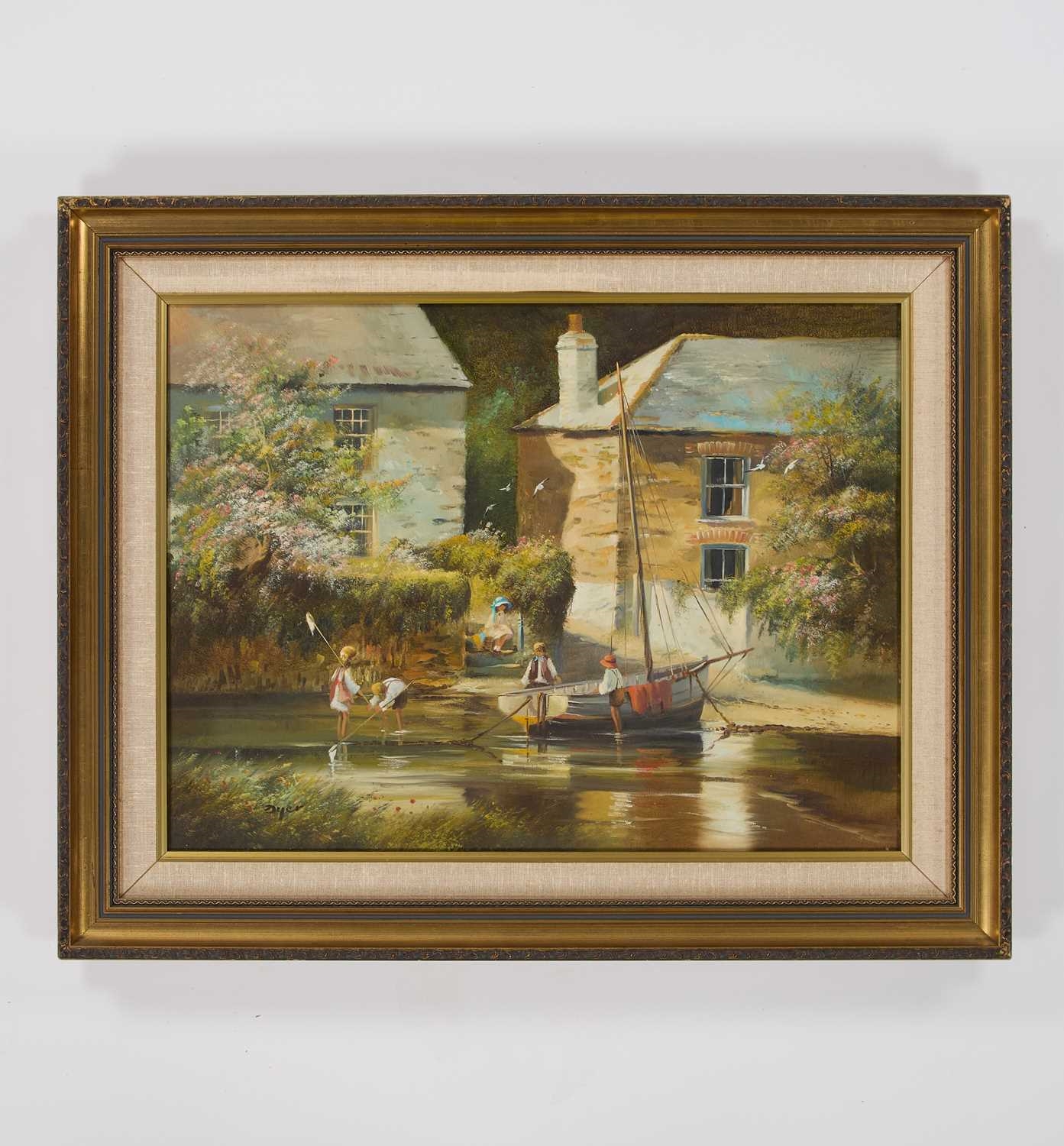 Ted Dyer | TED DYER (MODERN) CHILDREN PLAYING ON AN ESTUARY | MutualArt