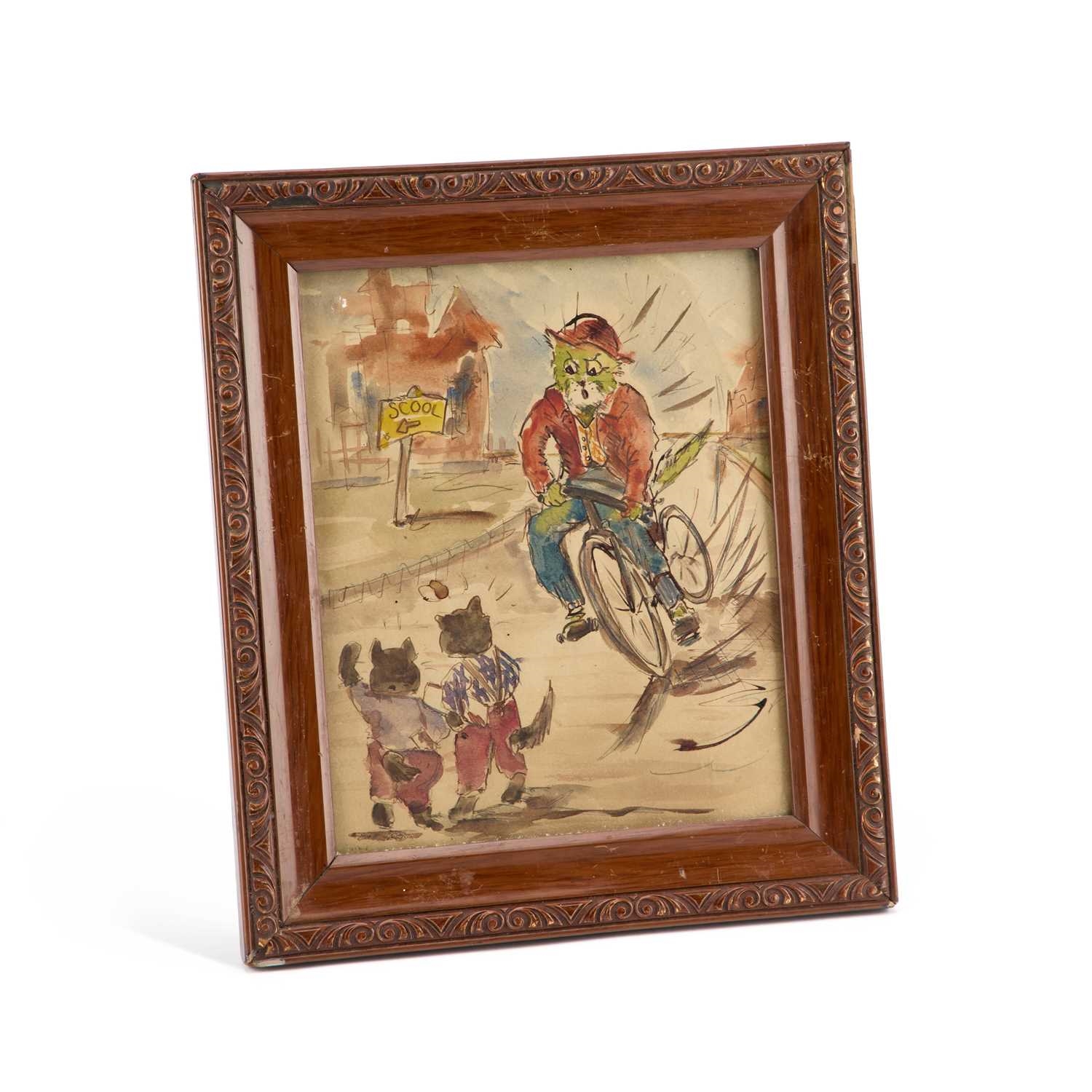 Louis Wain | MANNER OF LOUIS WAIN (1860-1939) A TEACHER ON A BICYCLE ...