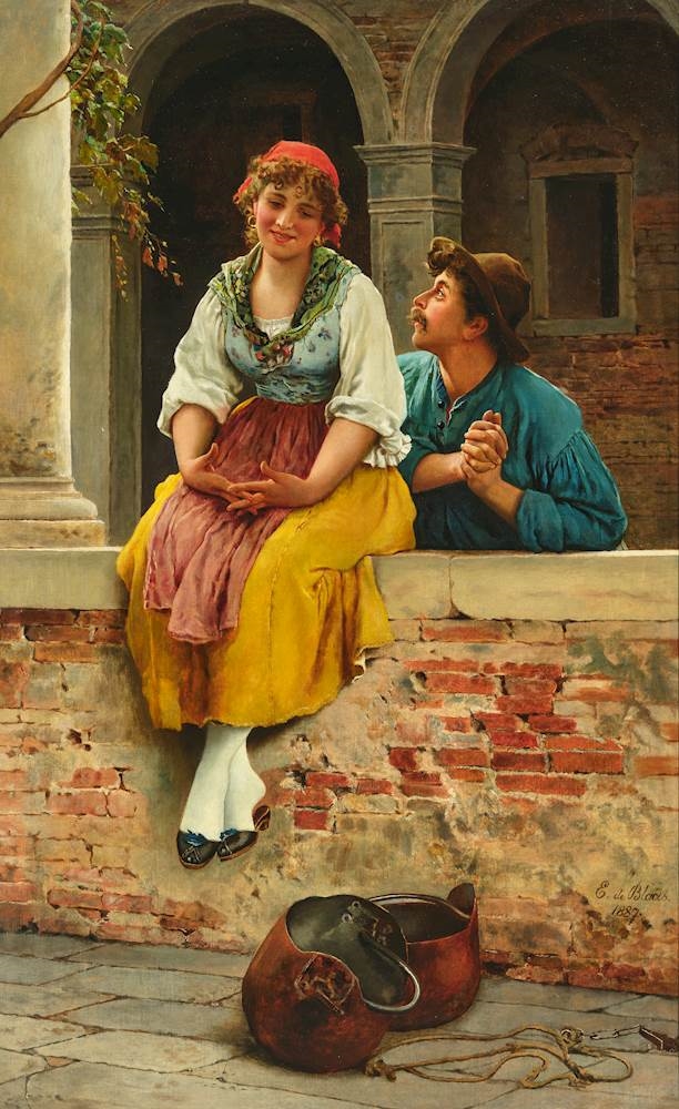 Eugene de Blaas | A favourite fan (1889) | MutualArt