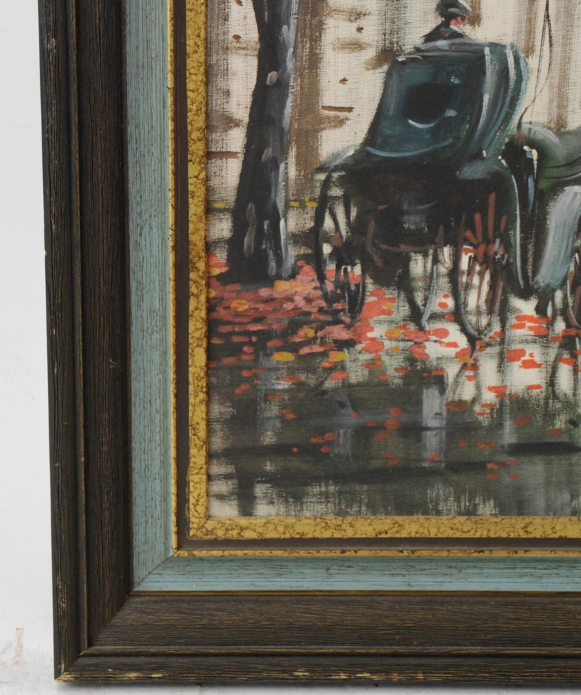 Lawrence Monier | Street Scene with Horse-Drawn Carriage | MutualArt