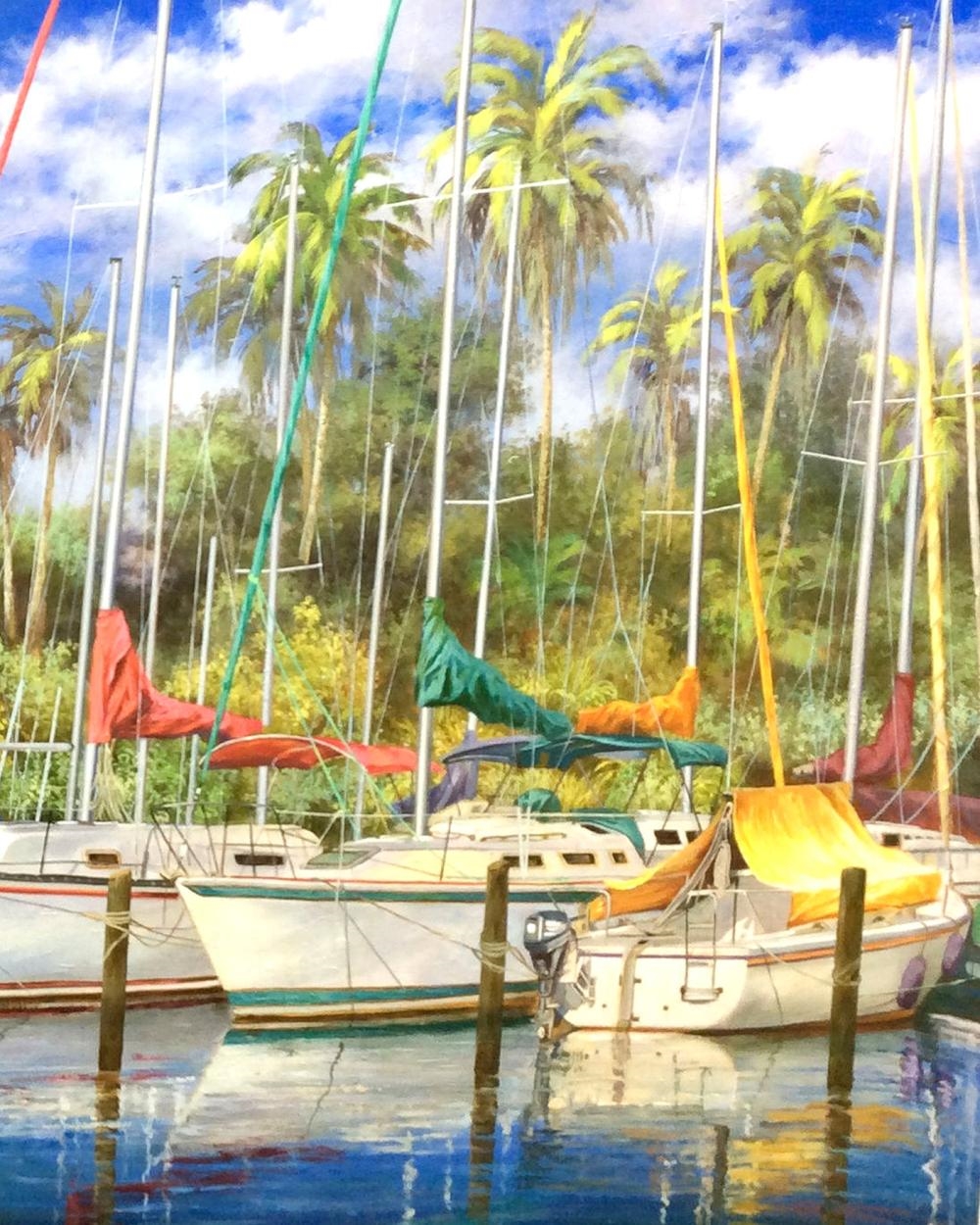 Paul Wren | Original Paul Wren Colorful Marina II Painting 60 x 40 ...