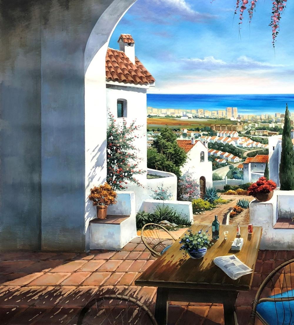 Fran Martin | Fran Martin Original Painting Mediterranean View 32 x 42 ...