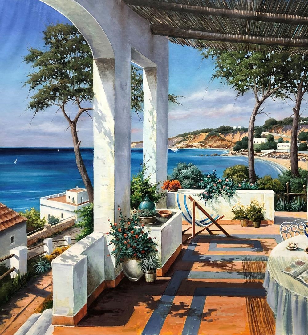 Fran Martin | Fran Martin Original Painting Mediterranean View 32 x 42 ...