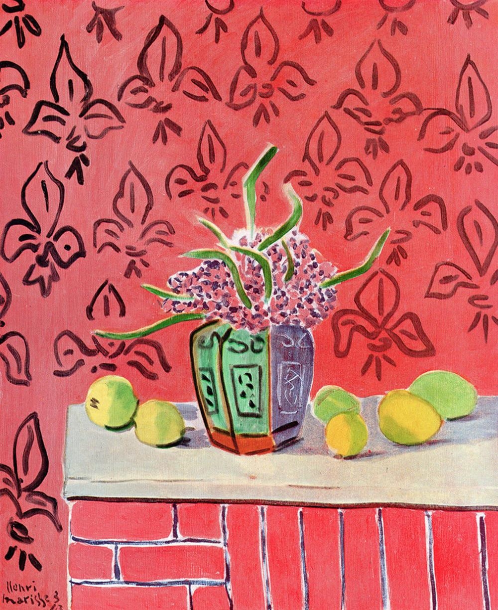 Henri Matisse | Lemons On Pink Fleur De Lis Background (Citrons Sur ...