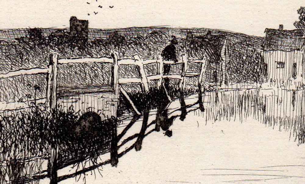 Robert Haynes Cave | Robert Haynes 1873 etching A Suffolk Village ...