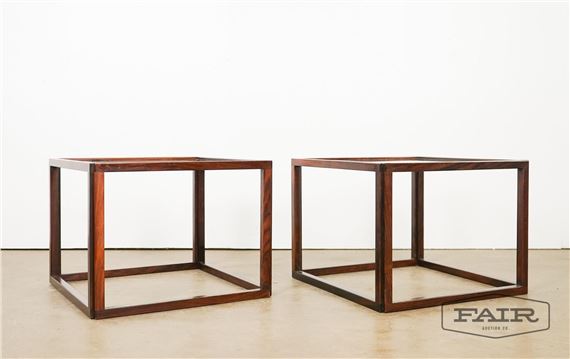 Kai Kristiansen | Rosewood Kai Kristiansen Glass Cube Tables | MutualArt