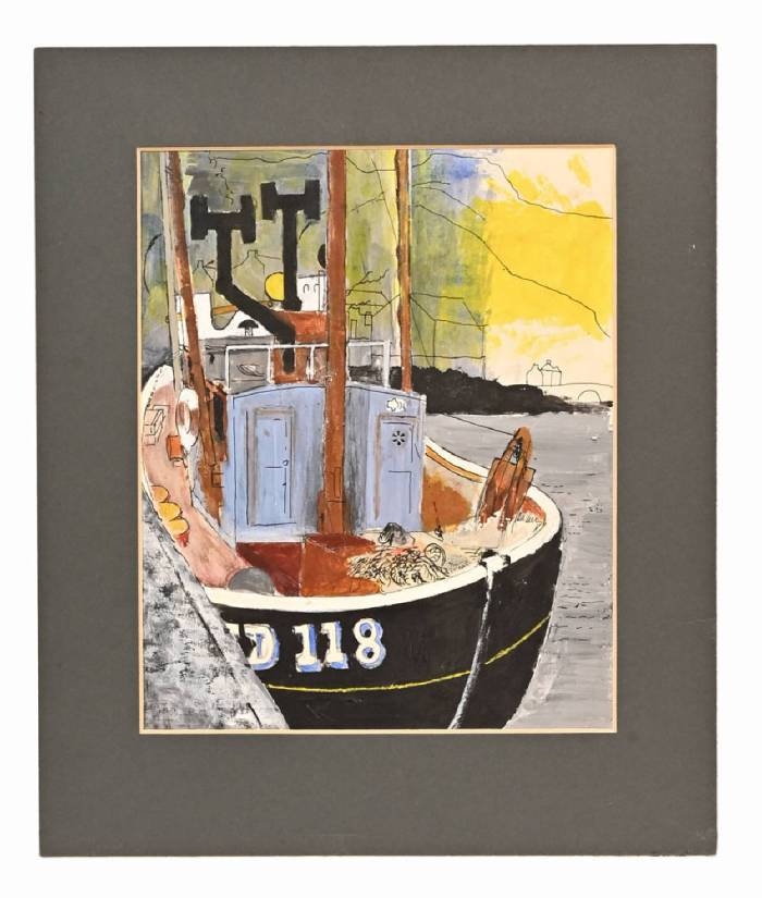 Percy Kelly | Fishing boat in harbour | MutualArt