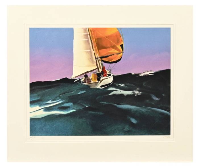 Donald Hamilton Fraser | Yellow spinnaker with sailing boat | MutualArt