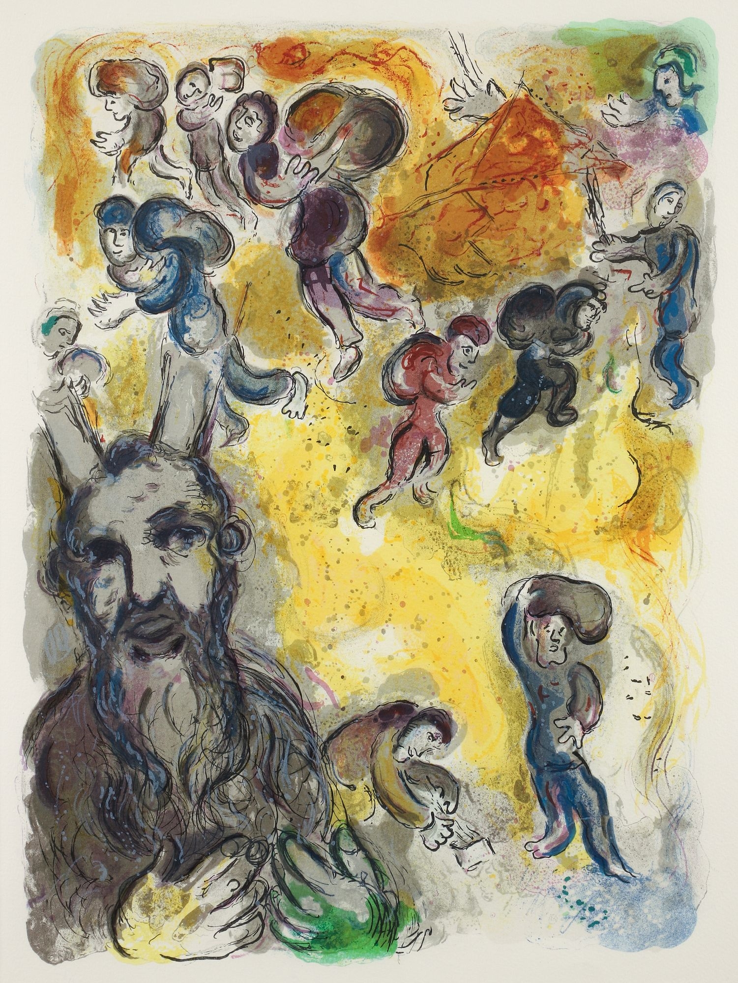 Marc Chagall | Moses Sees the Suffering of his People (1966) | MutualArt