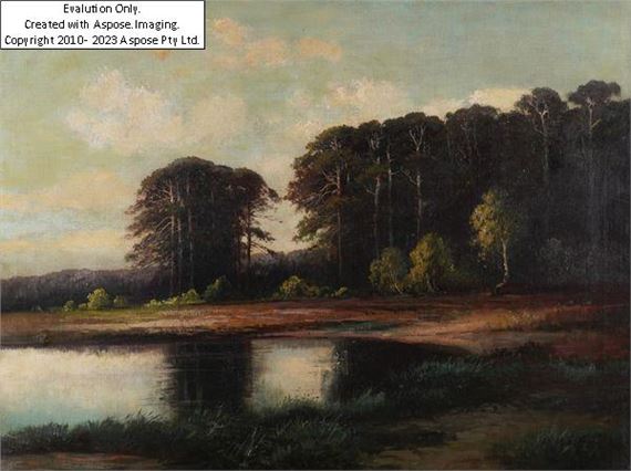 Hermann Wolff | View of a land across a pond | MutualArt