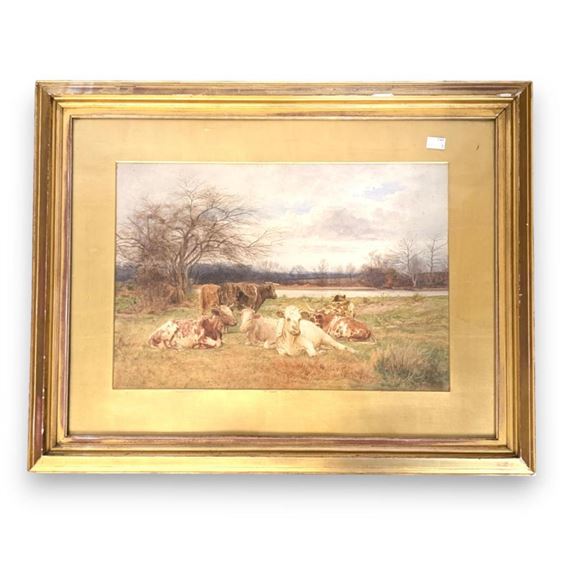 Charles Low | Charles Low (19th century) Cattle in a Field Watercolour ...