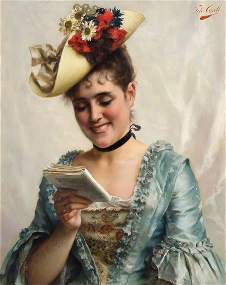 Tito Conti | PORTRAIT OF A WOMAN READING | MutualArt