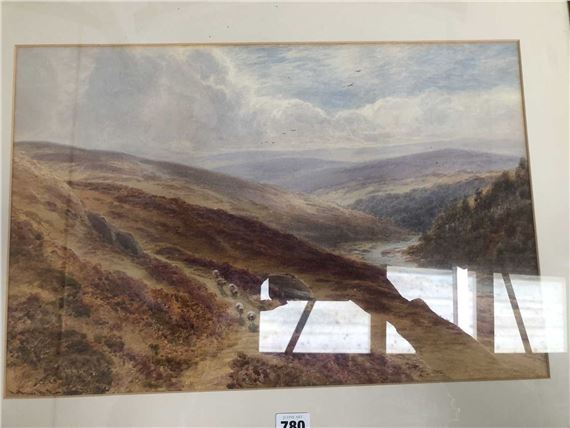 Arthur Henry Enock | sheep by a moorland river | MutualArt