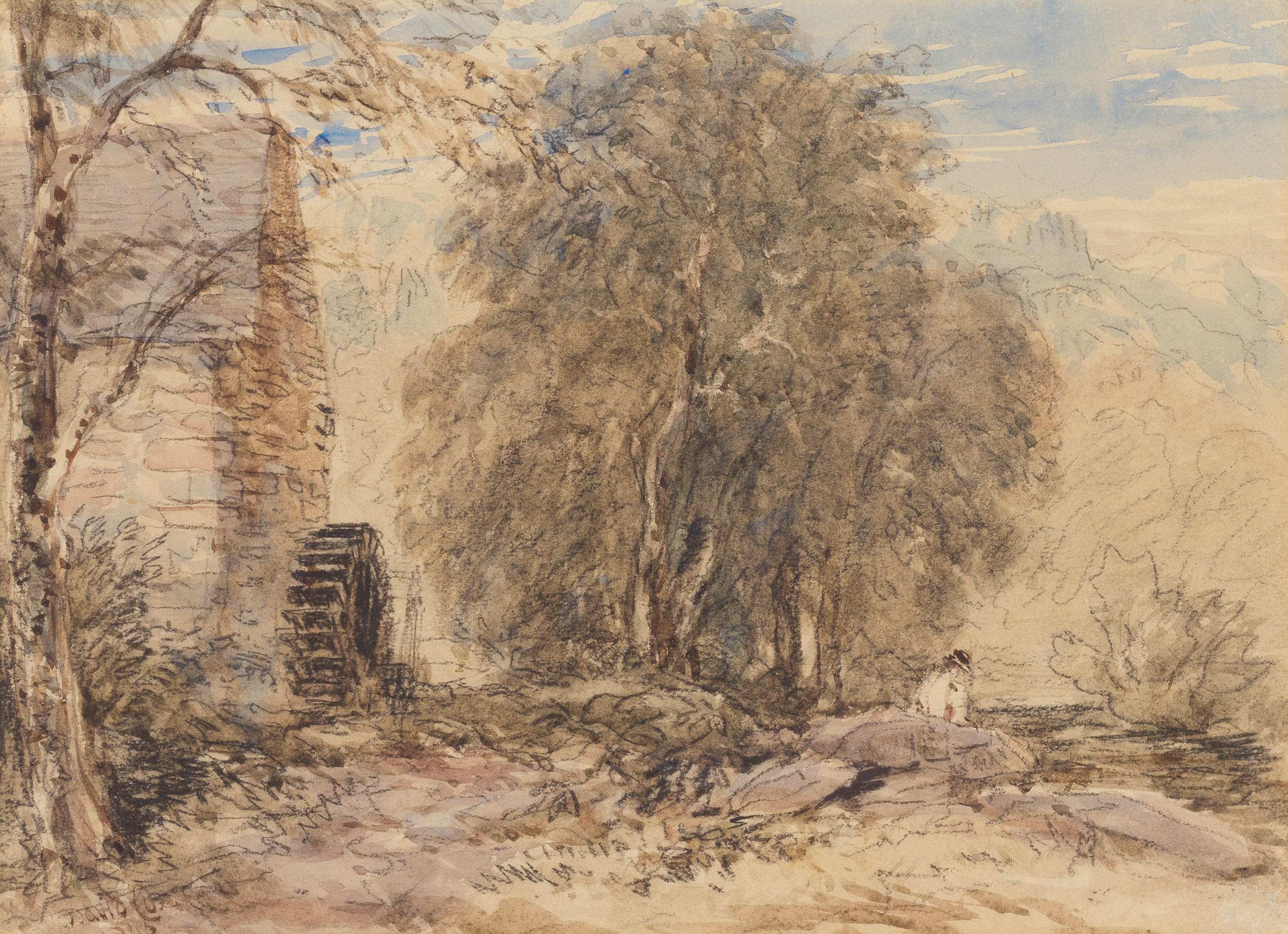 David Cox Sr. | View of Pandy Mill on the Machno (1845) | MutualArt