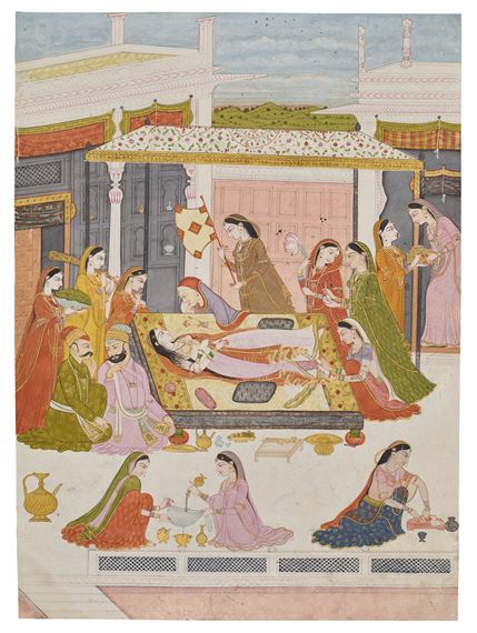 Nainsukh | A PAINTING OF A BIRTH SCENE | MutualArt