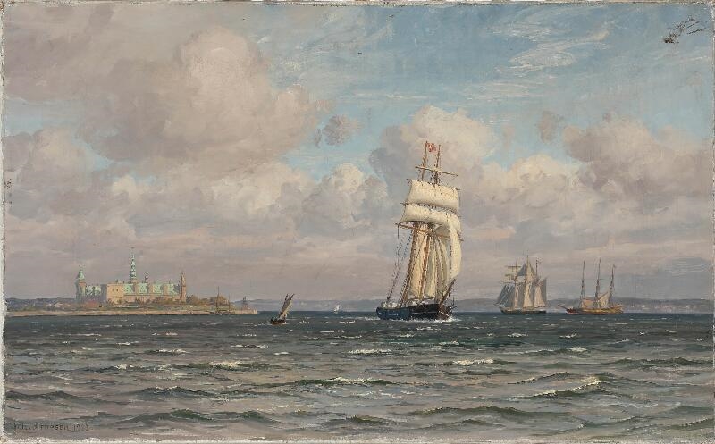 Vilhelm Carl Ferdinand Arnesen | Seascape with sailing ships outside ...