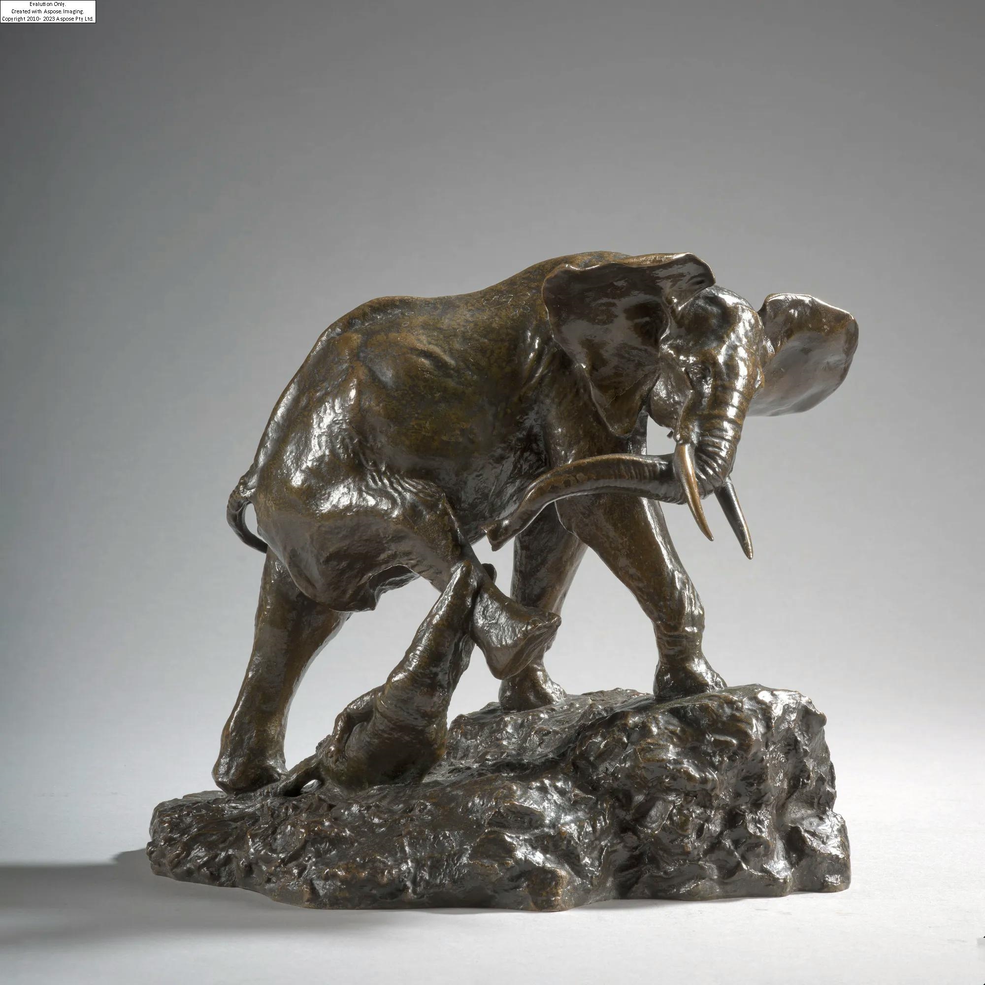 Edouard Félicien Eugène Navellier | Eléphant aux prises avec un ...