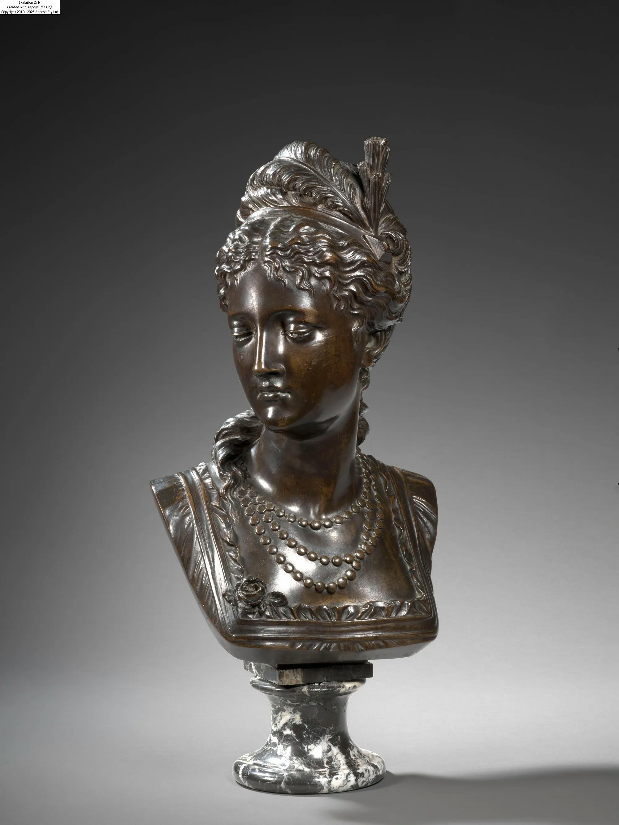 Eugène-Antoine Aizelin | Buste de jeune fille à la coiffe plumée | MutualArt