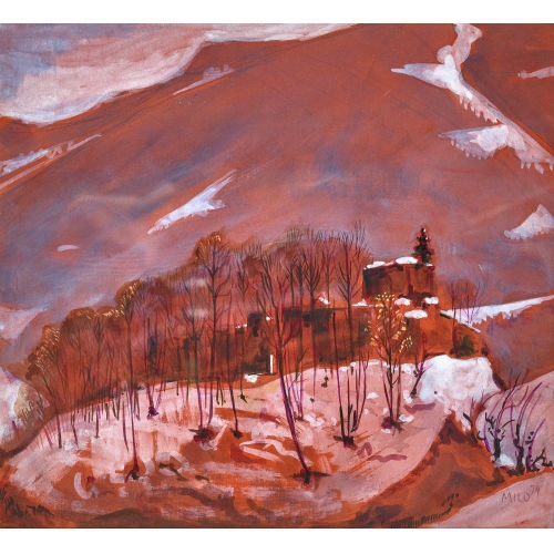 Miguel Fernando López (Milo) | Winterliche Berglandschaft mit Dorf | MutualArt