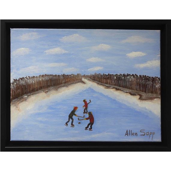 Allen Sapp | Untitled, Hockey on the Pond (Circa 2000) | MutualArt