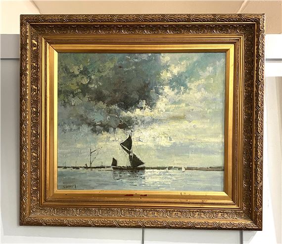 J. Johnson | J Johnson Sail boat beneath an extensive sky | MutualArt