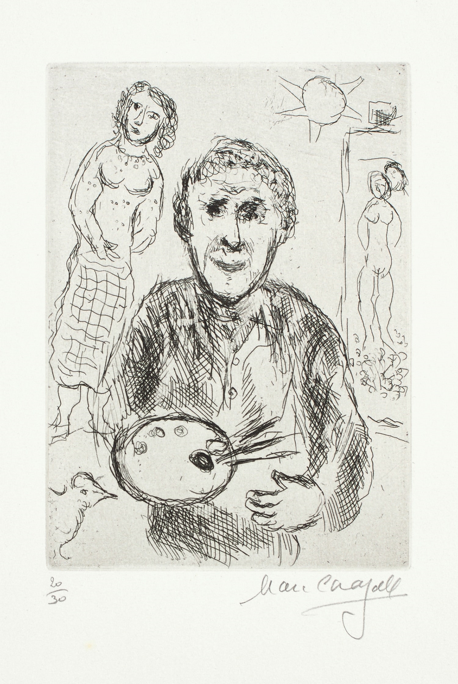 Marc Chagall | L’Artiste et son modèle (Artist and Model (1979) | MutualArt