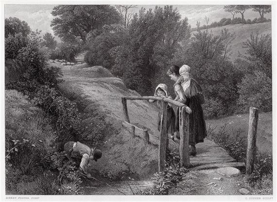 Myles Birket Foster | The Rustic Bridge (1872) | MutualArt
