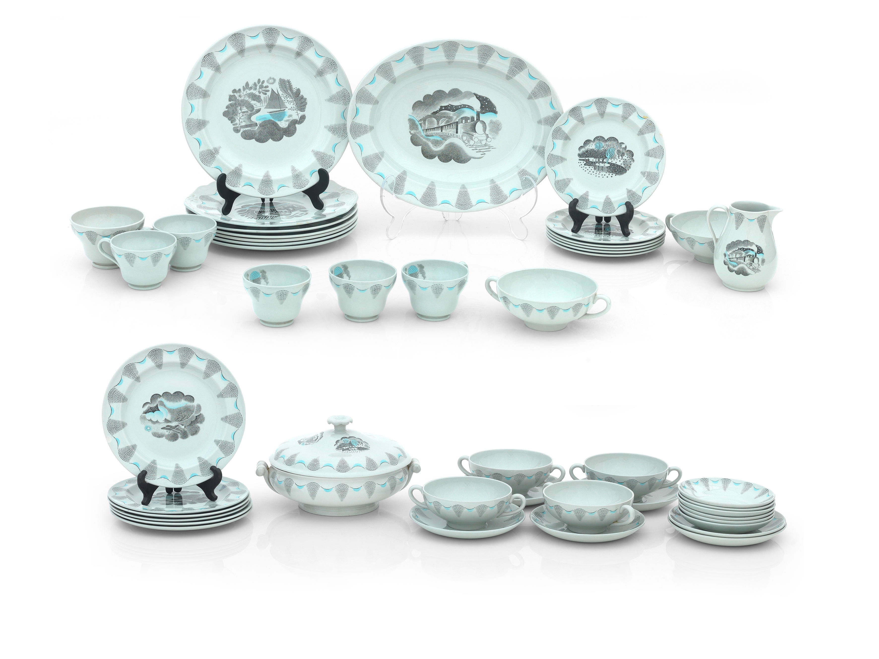 Eric Ravilious | An Eric Ravilious Wedgwood 46-piece 'Travel' pattern ...