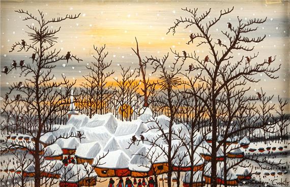Ivan Lacković Croata | Village in winter landscape. (1932) | MutualArt