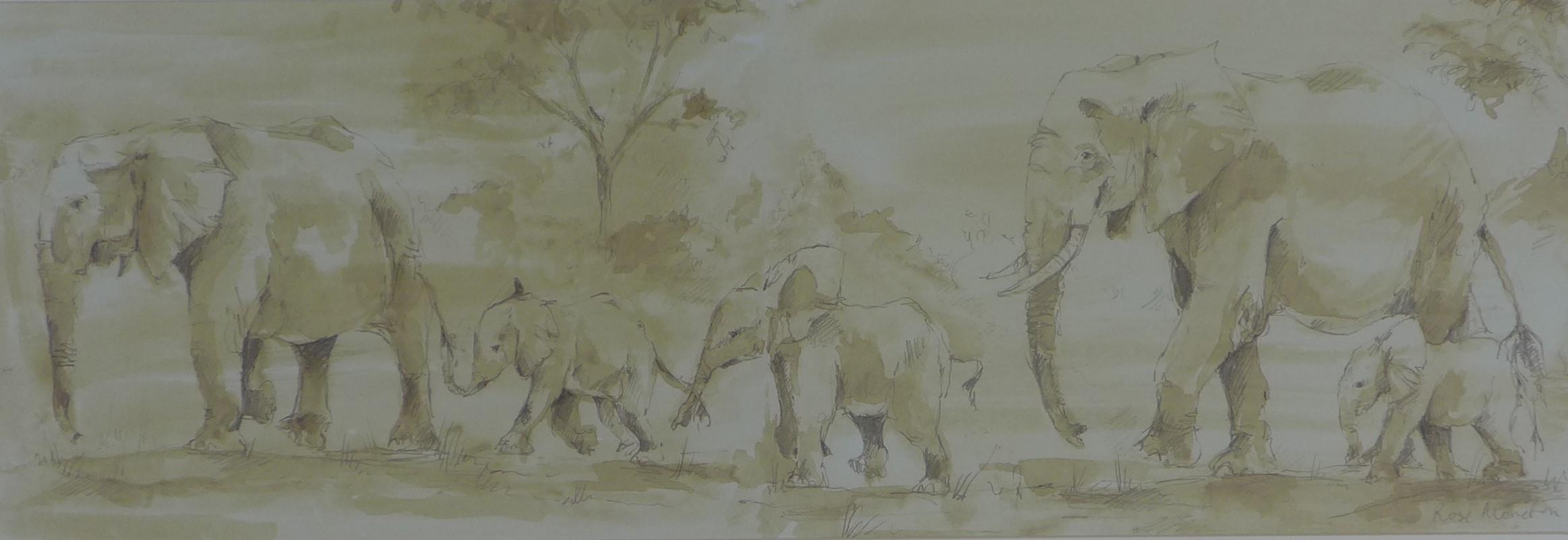 Rose Moreton | print of Elephants in a line | MutualArt