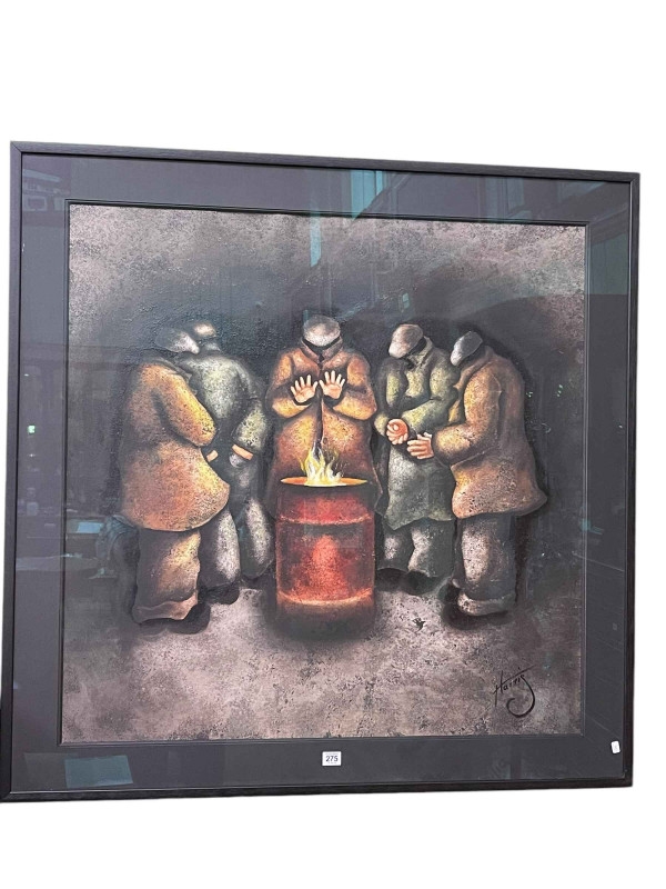 Lou Harris | Five Gentlemen Warming Their Hands Over a Brazier | MutualArt