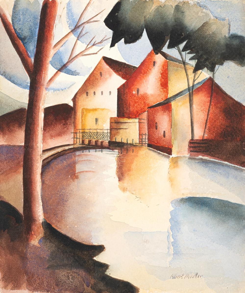 Albert Mueller | Group of houses by the lake, 1924/1925. (1924 - 1925 ...