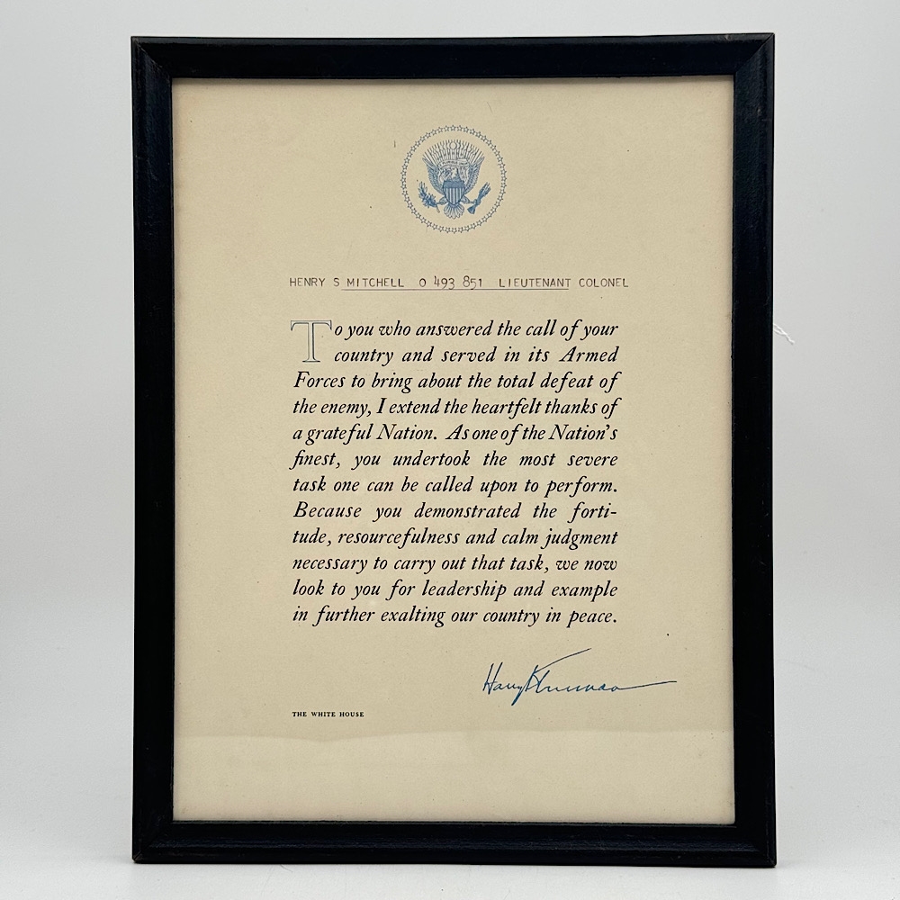 Harry S. Truman | Three Piece WWII Paper Archive of Lt Col Henry S ...