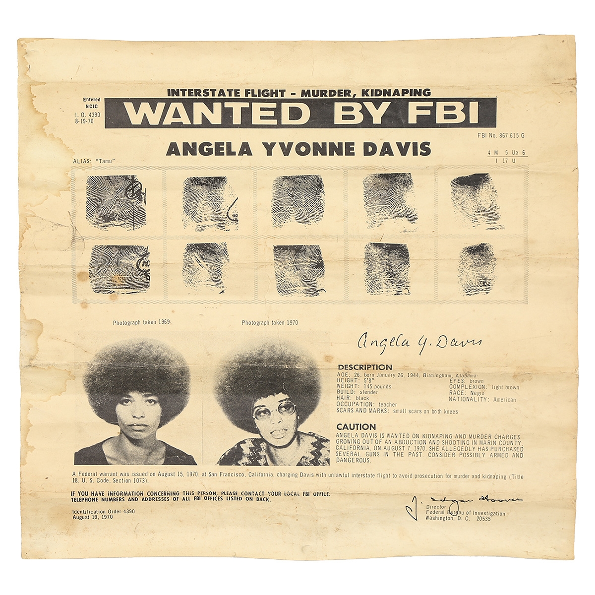 Angela Davis Johnson | Angela Davis F.B.I. Wanted Poster | MutualArt
