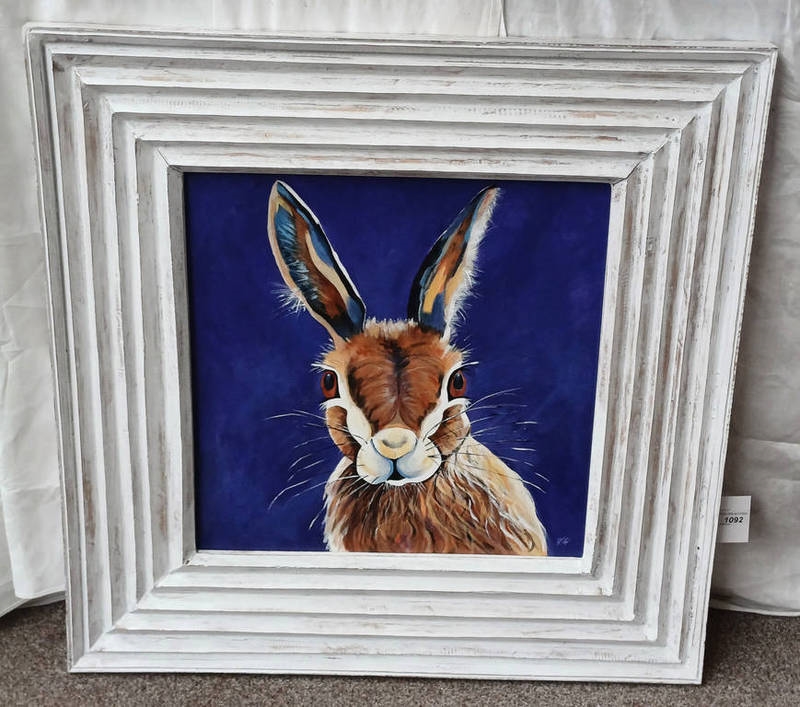Fiona Haddow | harry hare signed framed oil on board 48 x 48 cm | MutualArt