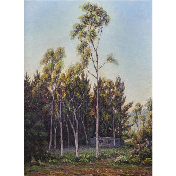 John August Dominique | Adobe House with Eucalyptus, (1933) | MutualArt