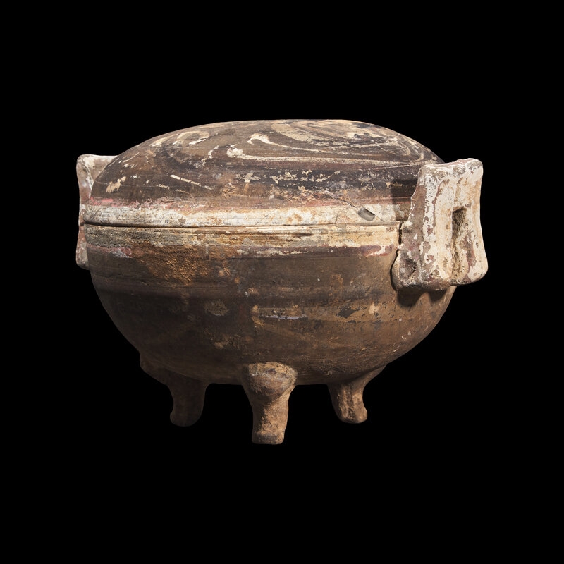 Han Dynasty | A Chinese Painted Pottery Tripod Covered Censer, Ding ...