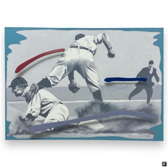 Jim Ceravolo | Jim Ceravolo Mixed Media Stealing Third (1909) | MutualArt