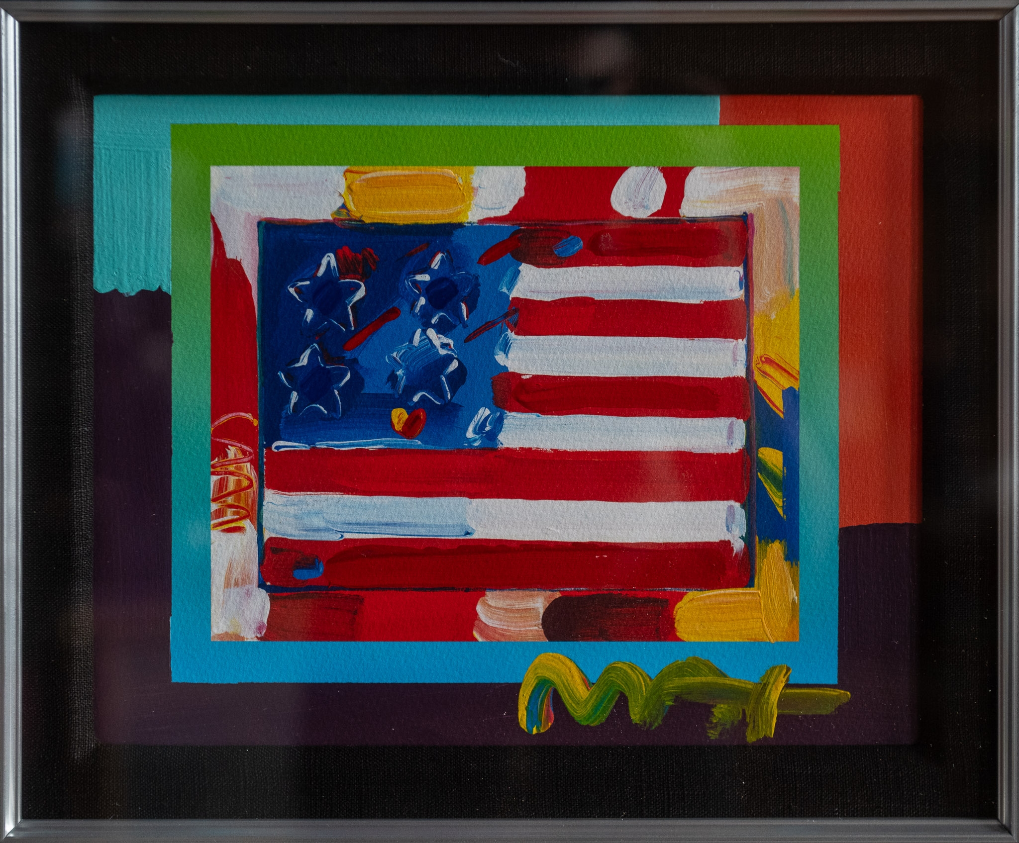 Peter Max | Flag With Heart On Blends | MutualArt